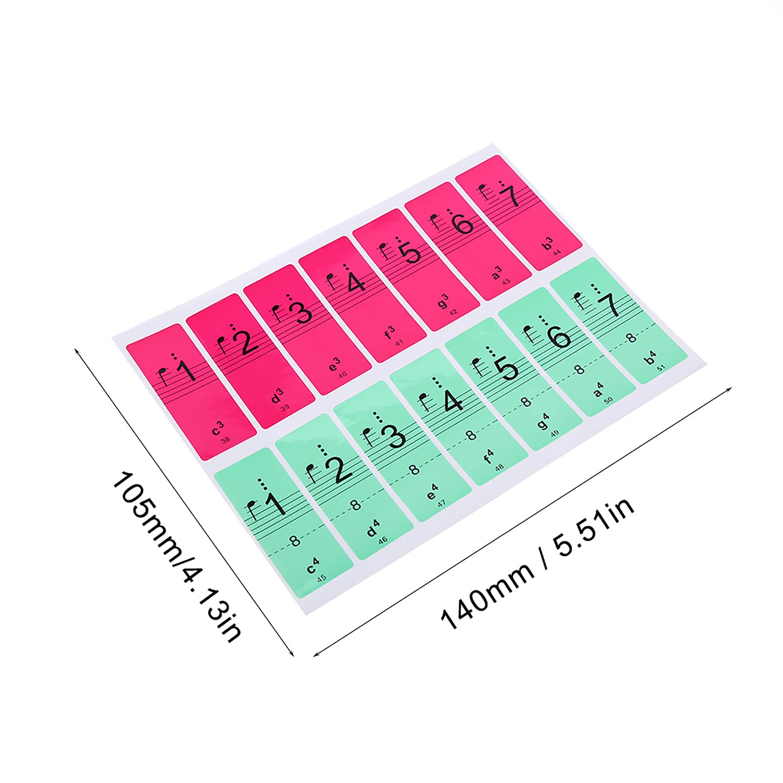 2 in 1 Design Piano Beginner Sticker, 2 Color Removable Piano Sticker, for Piano Piano Keyboard(Colorful)