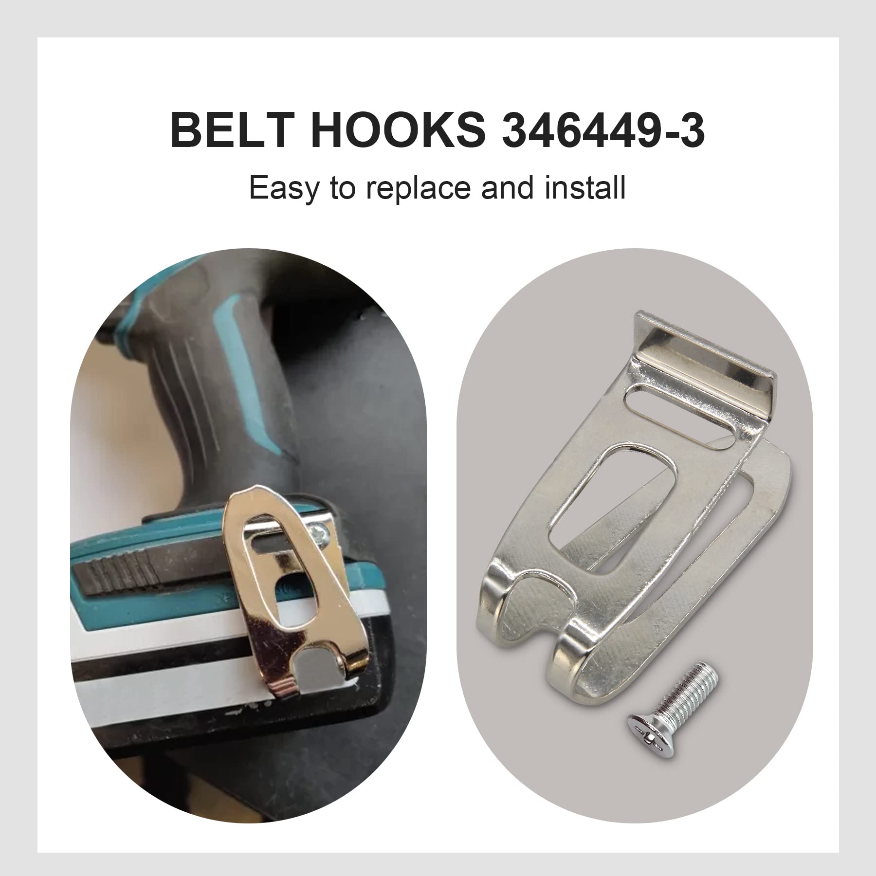 346449-3 Belt Hooks Replacement Part Fits for Makita 324705-1 346034-2 346317-0 - 3 Pack