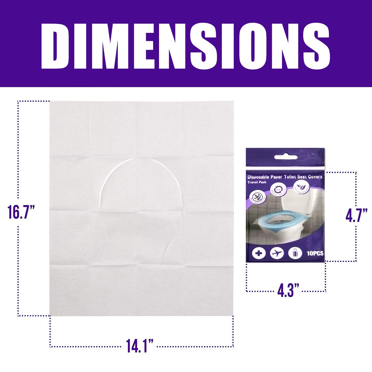 Disposable Toilet Seat Covers Travel Pack-Virgin Disposable, Flushable, Toilet Seat Covers for Kids, Toddlers, and Adults for Use During Travel, Potty Training. (50 Count)