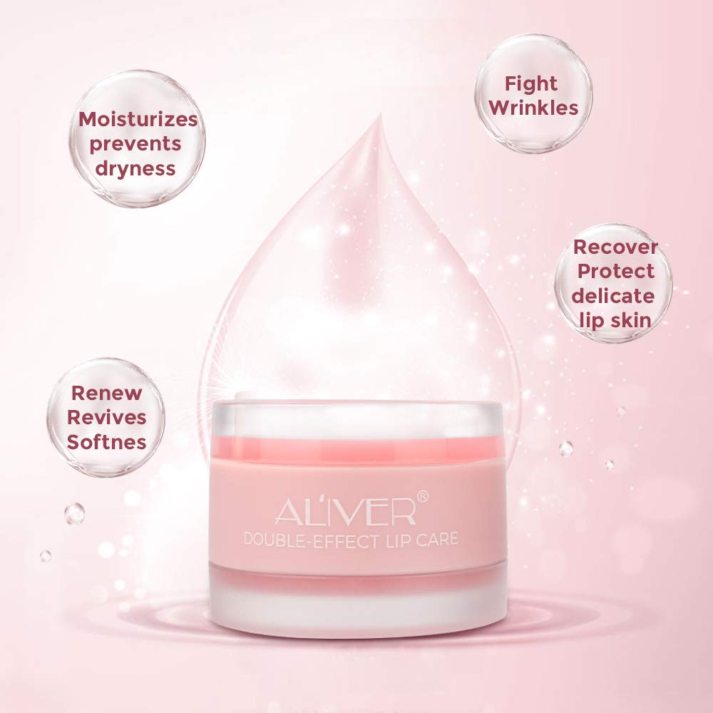 Lip Scrub Mask, Lip Sleeping Mask with Double Effect, Repair Lip Mask for Dry, Cracked Lips, Lip Moisturiser for Lip Treatment Care, Lip Repair Balm (Strawberry)