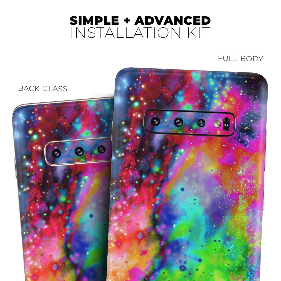 DesignSkinz Neon Splatter Universe Protective Vinyl Decal Wrap Skin Cover Compatible with The Samsung Galaxy S20 (Screen Trim & Back Glass Skin)