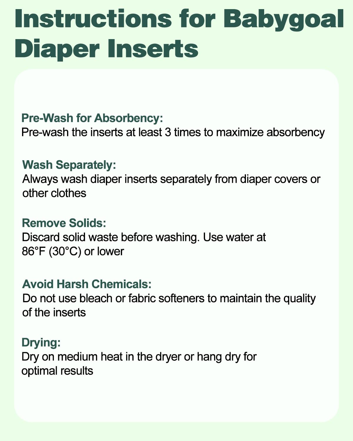 Babygoal Reusable Cloth Diaper Inserts Pack of 12, Absorbent & Breathable Liners, 3-Layer Microfiber Inserts for Cloth Diapers 12T