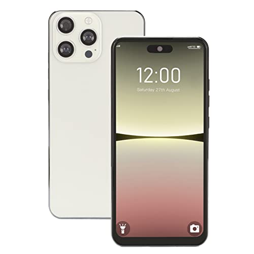 4G LTE Smartphone, Unlocked Cellphone for Android 12 6.6in Touch Screen Mobile Phone Support Face Recognition, Dual Card Dual Standby, Ten Core CPU, HD Camera, 7000mAh (White)