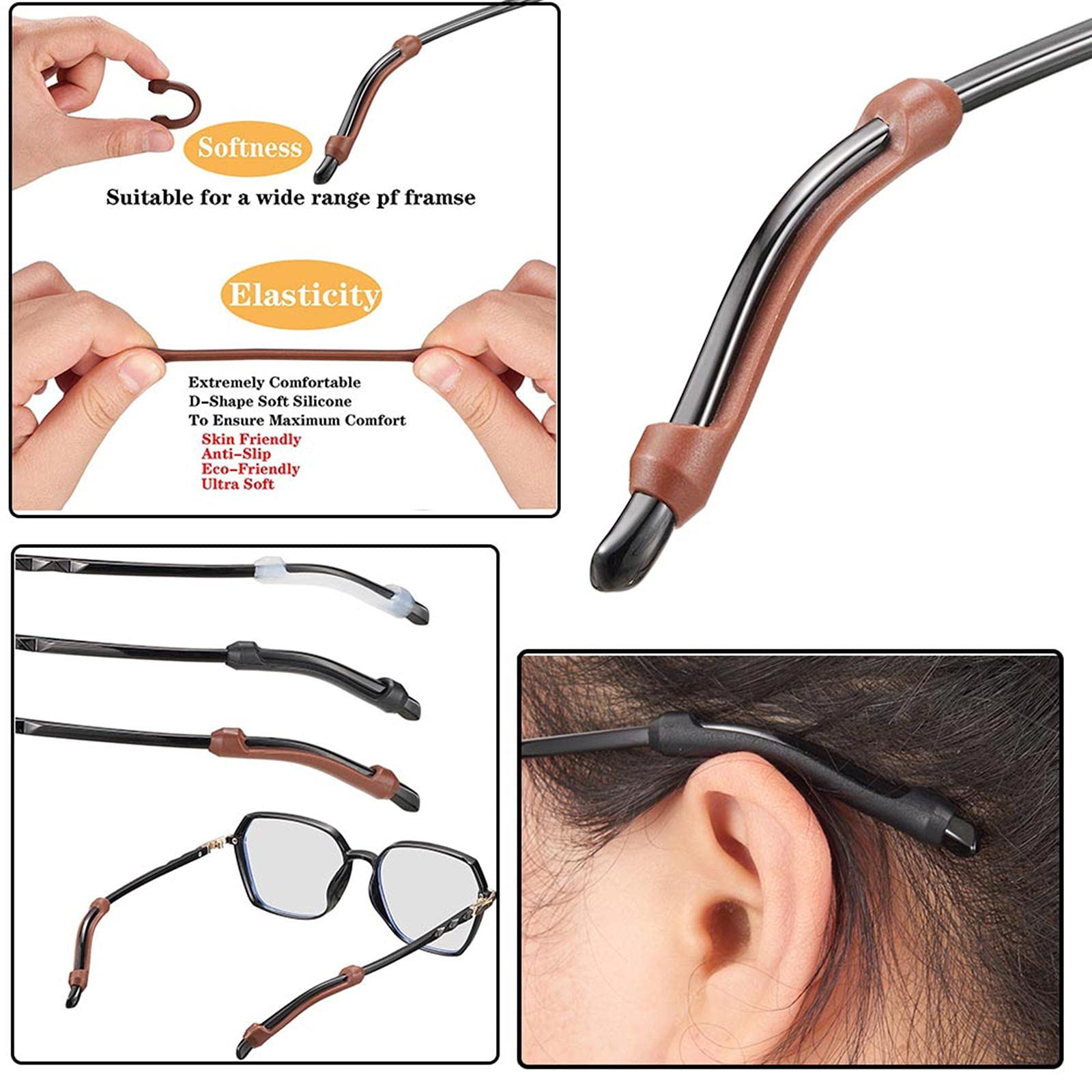 34PCS Eyeglasses Retainers Silicone Glasses Temple Holders Anti-slip Protectors Comfort Eyewear Spectacle Stay Put Glasses Stoppers Ear Grip Hooks… (Eyeglasses Retainers-34PCS)