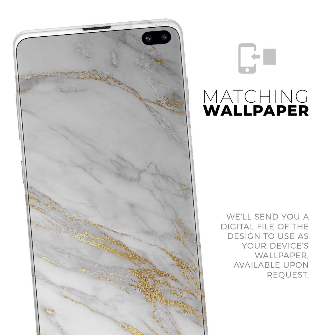 DesignSkinz Marble & Digital Gold Foil V4 2 Protective Vinyl Decal Wrap Skin Cover Compatible with The Samsung Galaxy S20 (Screen Trim & Back Glass Skin)