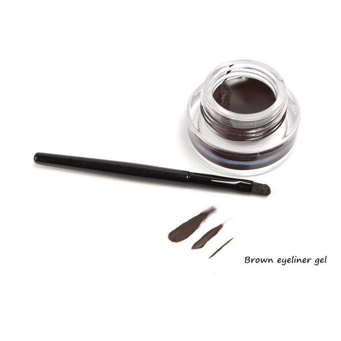 2 in 1 Black and Brown Gel Eyeliner Set Water Proof Smudge Proof, Last for All Day Long, Work Great with Eyebrow, 2 Pieces Eye Makeup Brushes Included