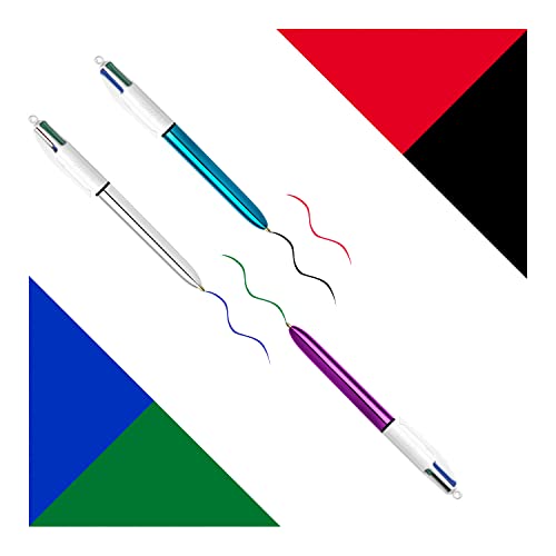 BIC 4 Colours Ball Pens - Purple Pen Holder of 6