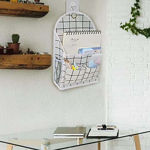 AIVIIN 2 Pcs Fabric Wall Hanging Storage Caddy Bag,Over The Door Closet Organizer for Bathroom Bedroom Kitchen Dorm Room Essentials Rv Storage and Organization Bed Side Storage(Grey)