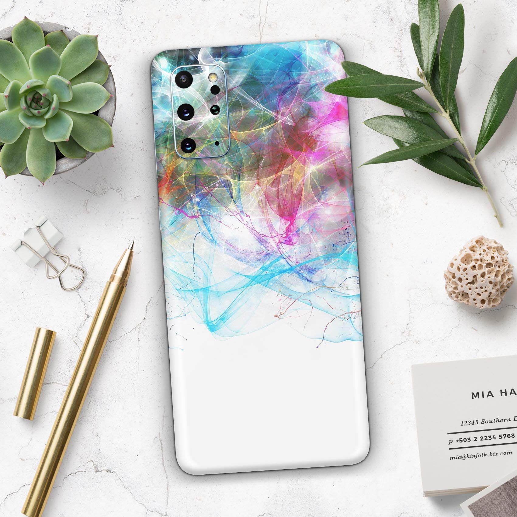 DesignSkinz Neon Multi-Colored Paint in Water Protective Vinyl Decal Wrap Skin Cover Compatible with The Samsung Galaxy S20 (Screen Trim & Back Glass Skin)