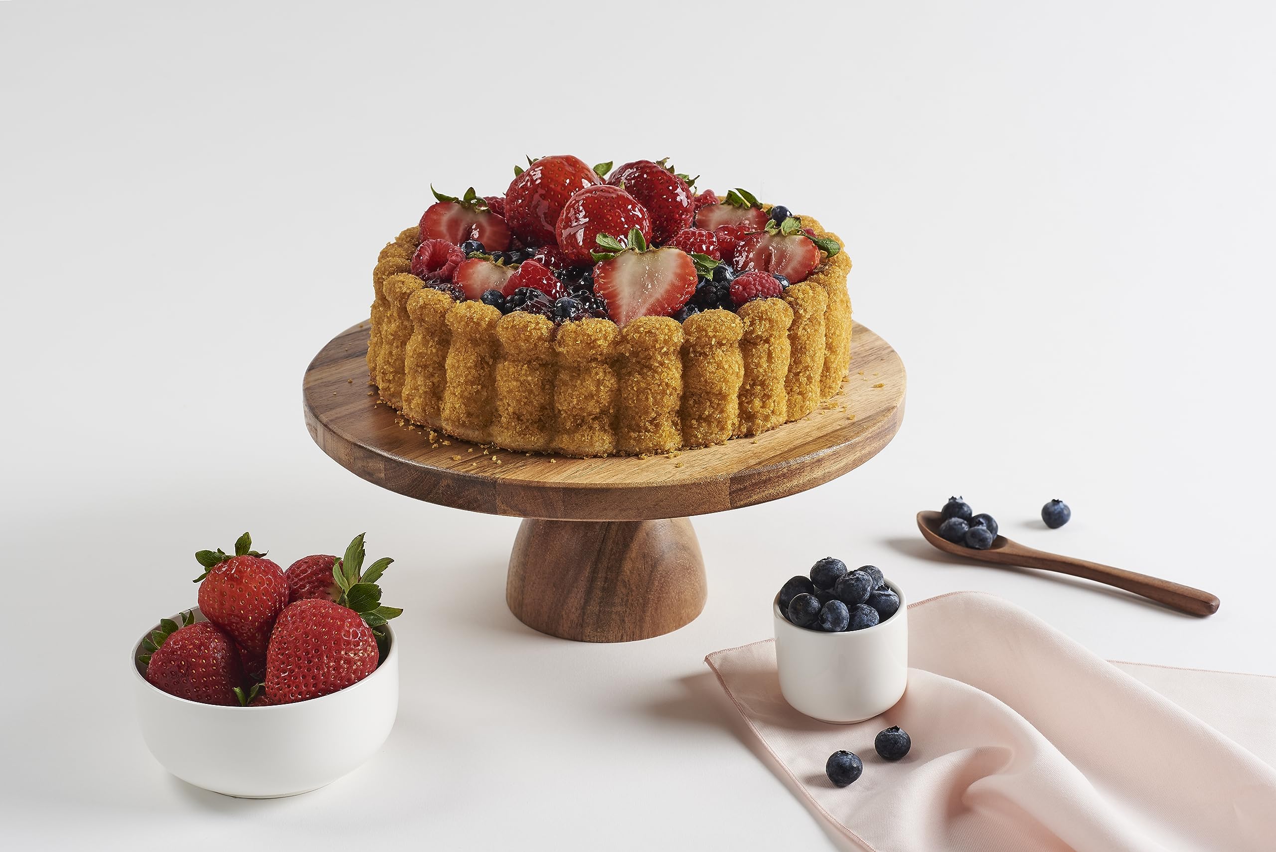 2 in 1 Cake Stand and Cheese Charcuterie Board, Cupcake Stand for Afternoon Tea, Dessert Table Display Made of Wood, Ecologic Cupcake Holder, Beautiful Wedding Cake Stand, 10 inch Diameter