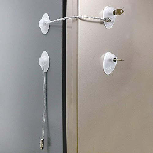 HoneSecur 2 Pack with 4 Keys Refrigerator Lock, File Drawer Lock, Fridge Freezer Door Lock, Cabinet Lock, Child Safety for Baby - Transparent