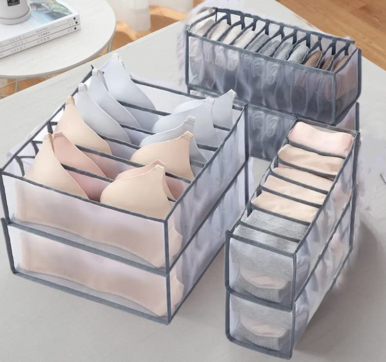 6 Pack Underwear Organizer, Drawer Organizer and Storage for Clothes, Foldable Washable Clothes Drawer Organizer, Clothing Organizer Drawer Divider 6/7/11 Compartments for Bra, Socks and Panties