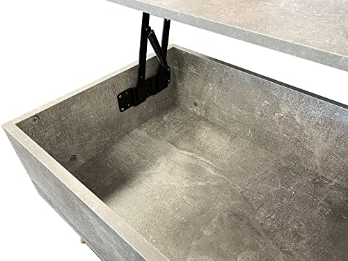 Aline Lift-Top Convertible Coffee Table with Wooden Legs (Gravel Grey)