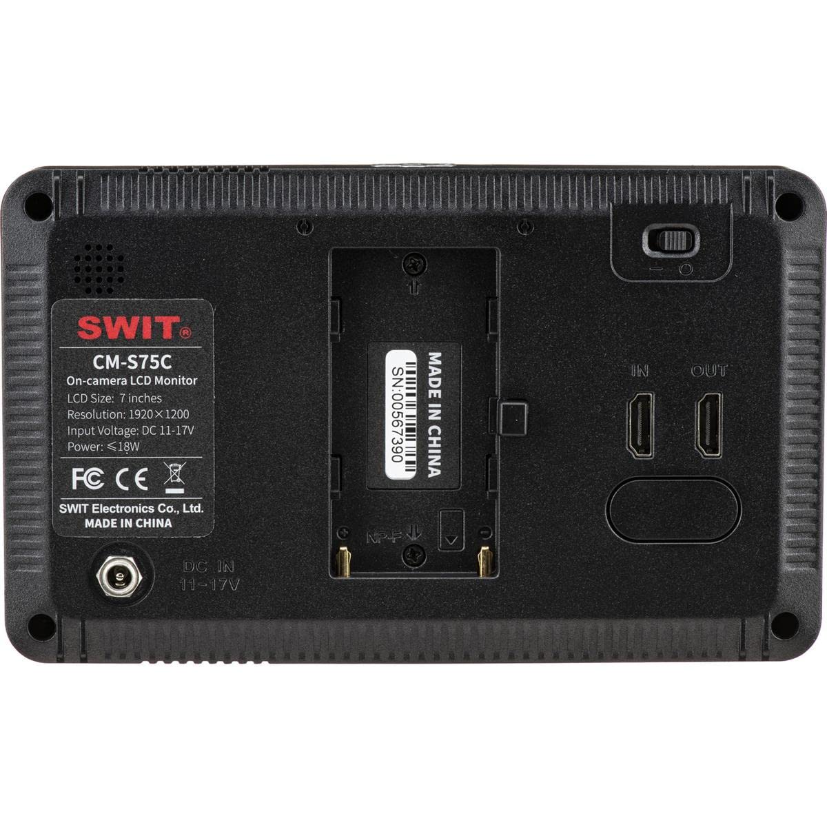 CM-S75C SWIT スウィットエレクトロニクス 7インチ3000nit 超高輝度4K(HDMI1.4 in out)IPS液晶モニター、HDR対応、ユーザーLUT対応、クイック2x・4x拡大表示(ターゲットポイントメモリあり)