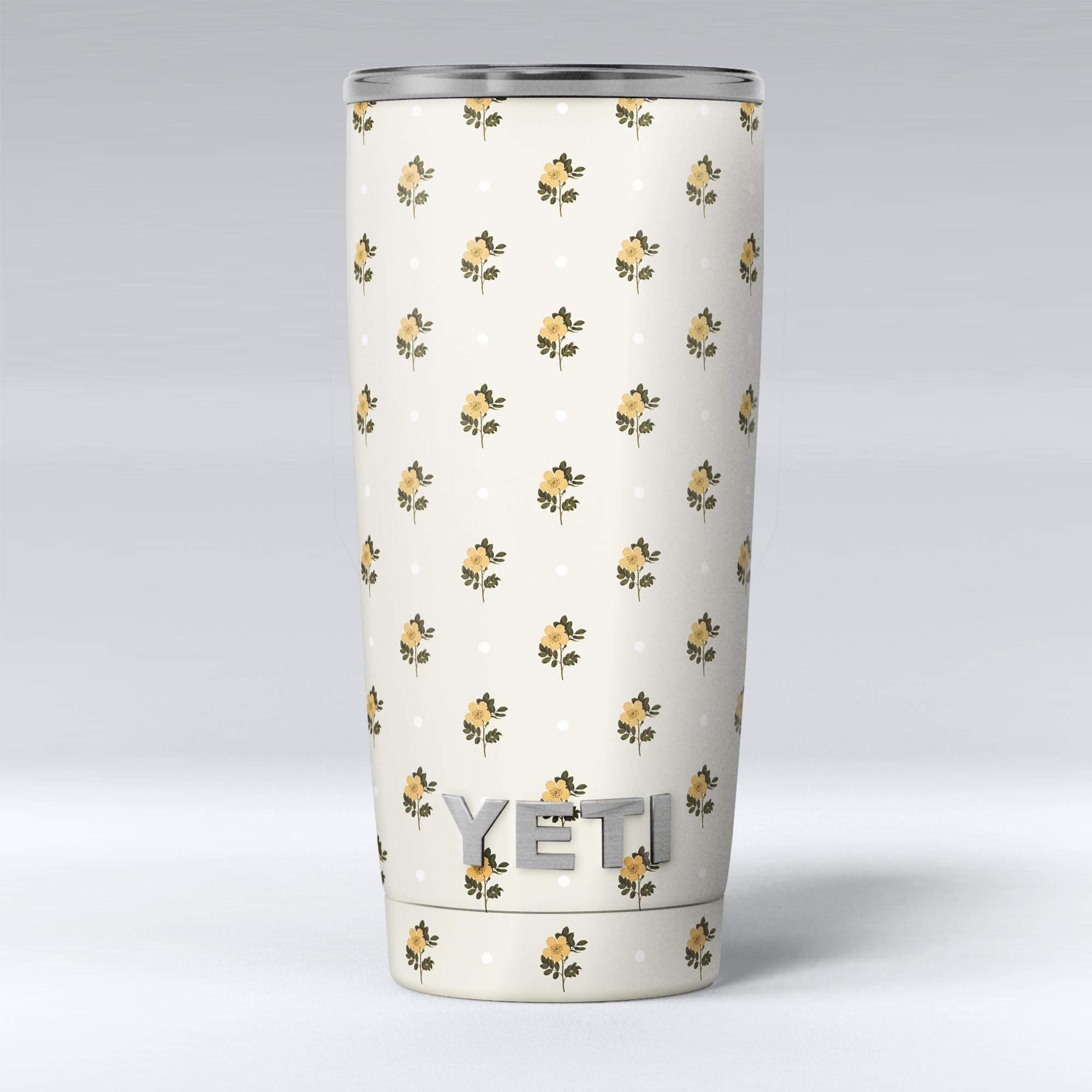 Design Skinz The Micro Daisy and Polka Dot Pattern - Skin Decal Vinyl Wrap Kit Compatible with The Yeti Rambler Cooler Tumbler Cups