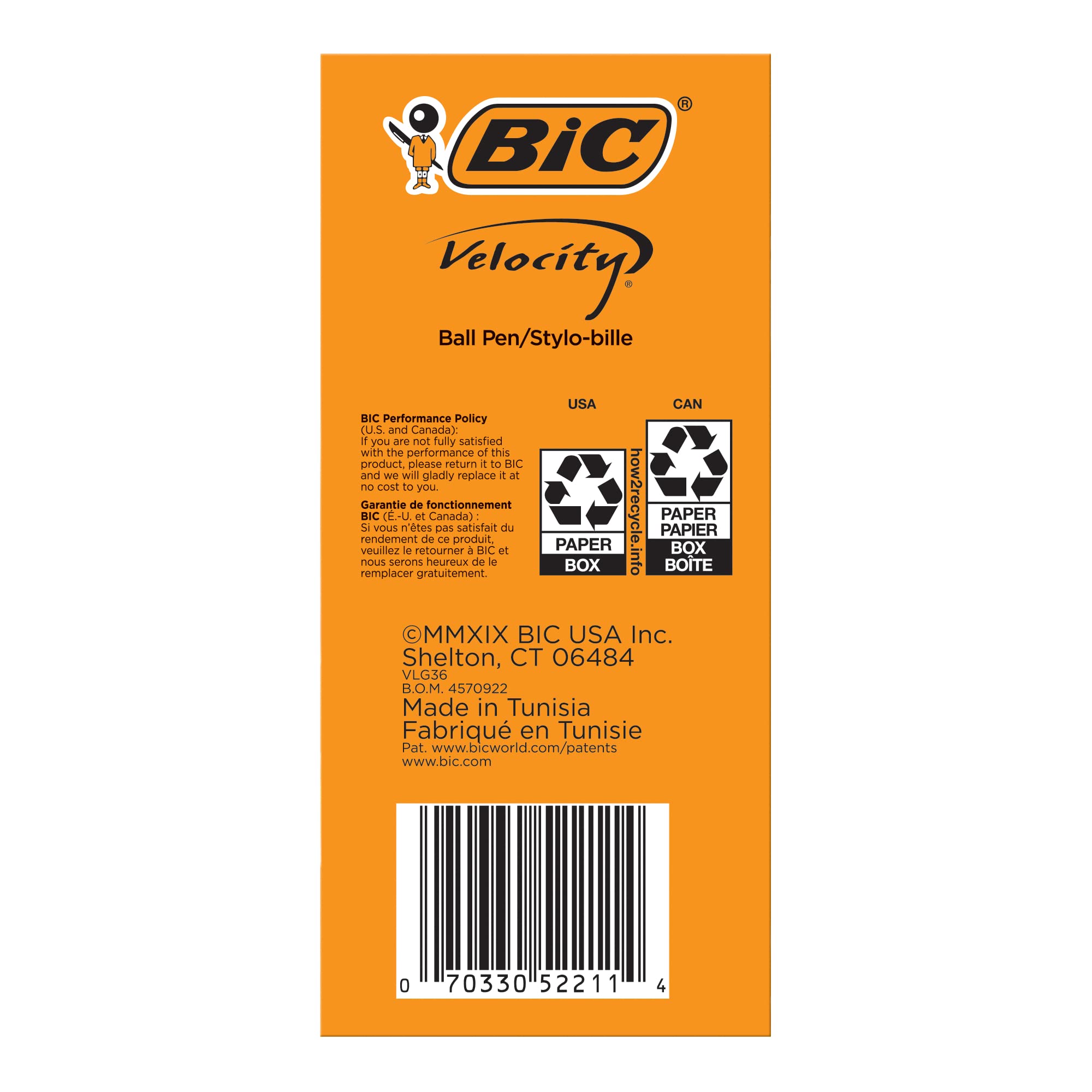 BIC Velocity Retractable Ballpoint Pen, Medium Point (1.0mm), Blue Ink, 36-Count Bulk Pack of Pens