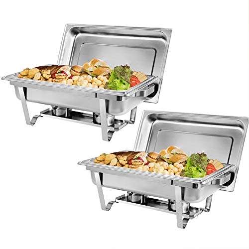 2 Pack of 8 Stainless Steel Rectangular Full Size Dish Dinner
