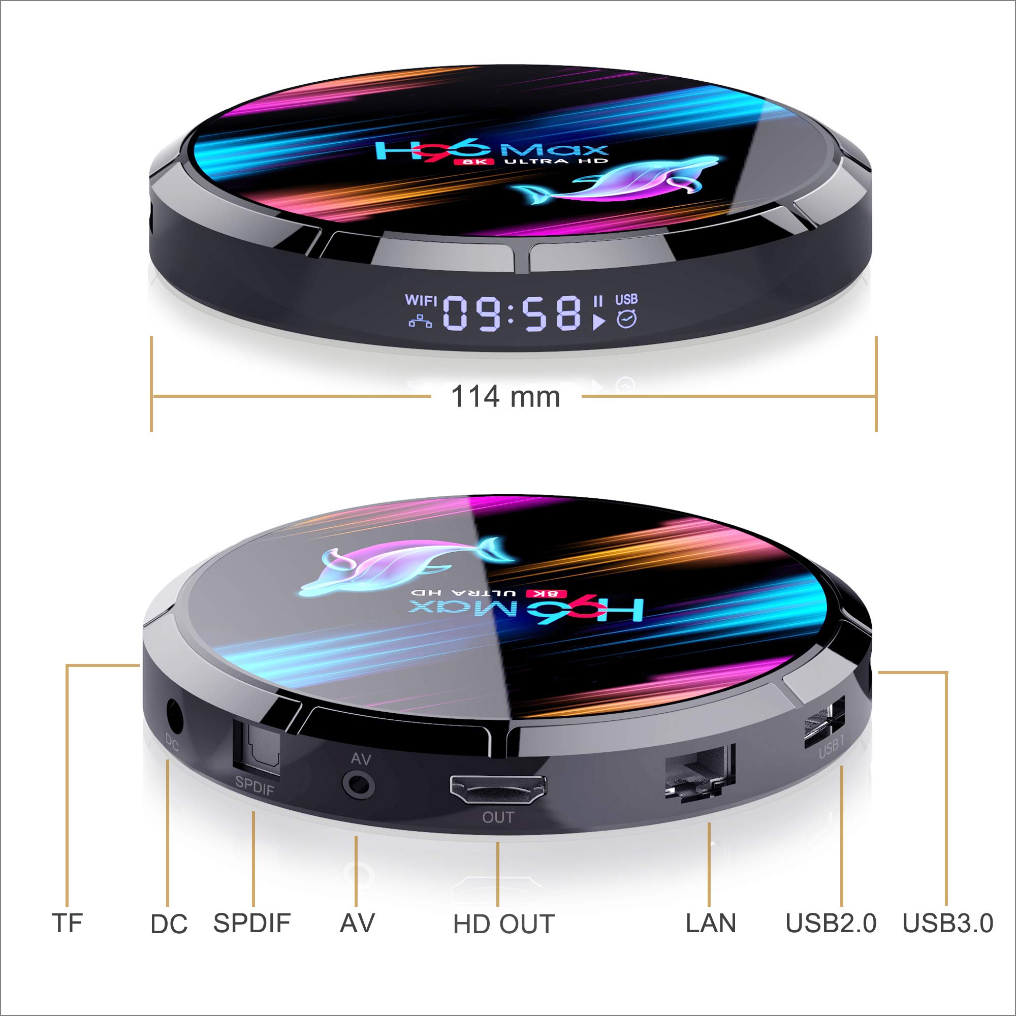 Android 9.0 TV Box Amlogic S905X3 4GB 32GB H96 MAX Amlogic S905X3 8K Smart TV Box Support 3D/BT4.0/2.4G/5G WiFi/USB 3.0 1000M LAN