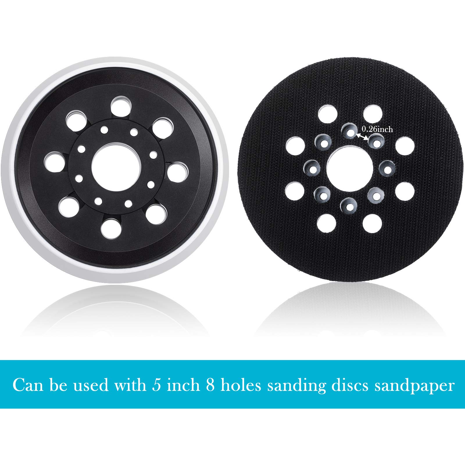 2 Pieces 5 Inch 8 Hole Hook and Loop Orbital Sander Replacement Pad Backing Pad Compatible with Bosch ROS20, ROSVS, ROSVSK, ROS10