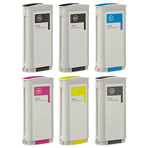 LKB 6PK Compatible HP70 Ink Cartridge Replacement with 130ML Use with HP Designjet Z2100 Z5200 Z3200 Z3100 Z5400 (6 Pack HP70) –US