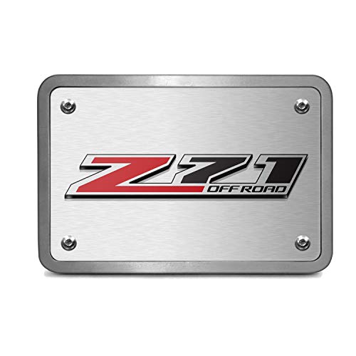 iPick Image Made for Chevrolet Z71 Off Road 3D Logo Brush Billet Aluminum 2 inch Tow Hitch Cover