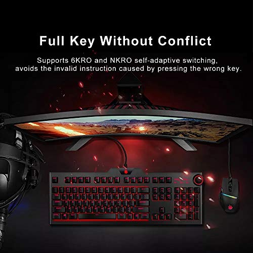 Gaming Keyboard Wired Gaming Mechanical Keyboard 104 Keys 15 RGB Backlight Cherry MX Switch 1000Hz Suitable For Office And Home Use Mechanical Gaming Keyboard ( Color : Black , Size : Red switch )