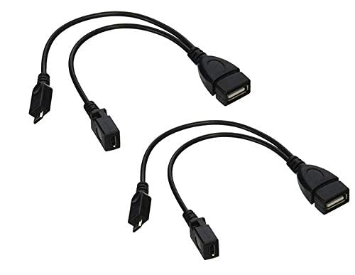 2 Pack OTG Cables Compatible with Amazon Fire Stick 4K, Compatible with Samsung Galaxy, Fire TV, for Android Phone, Tablet Micro USB Host Cords Adapters with Micro USB Power