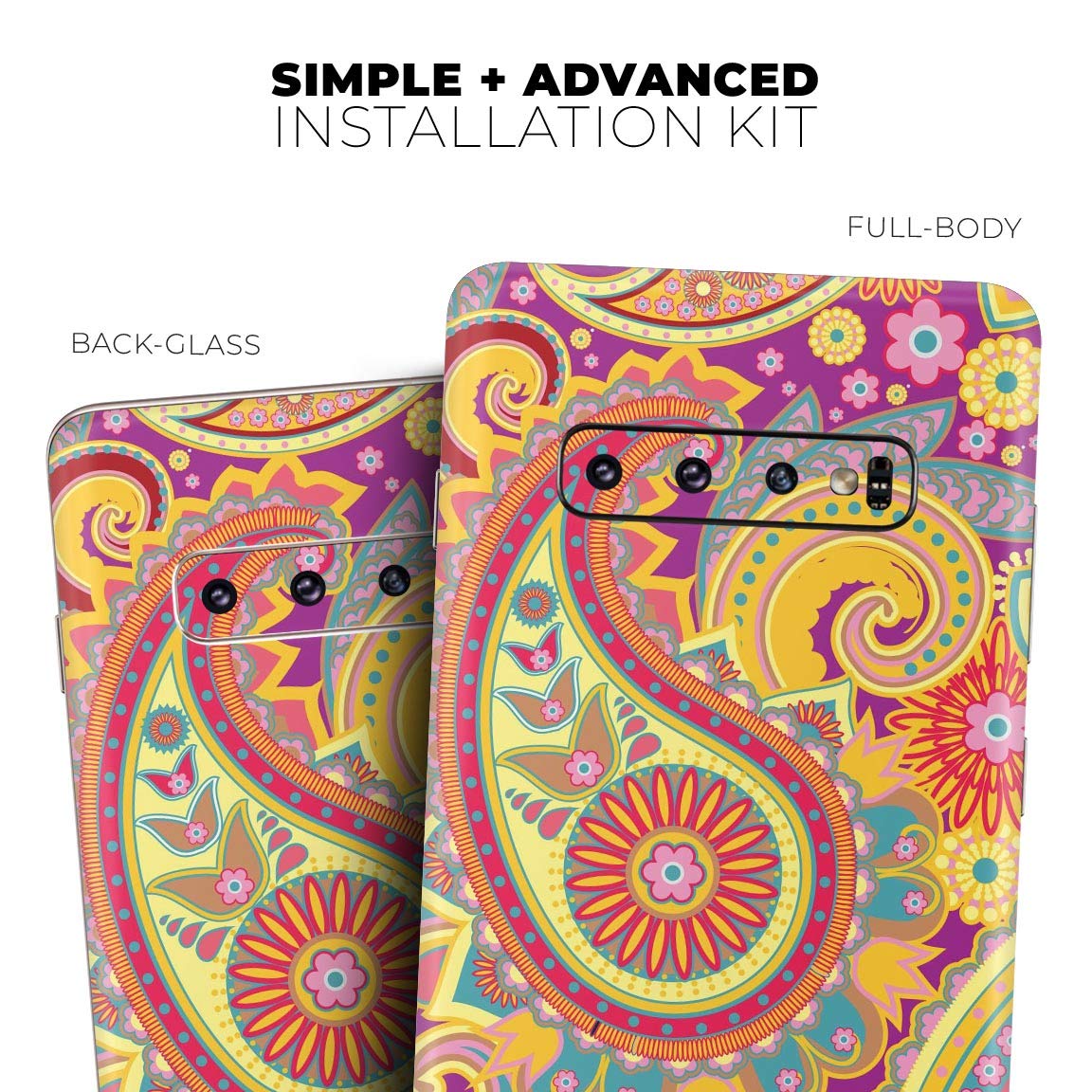 DesignSkinz Neon Orange Paisley Pattern Protective Vinyl Decal Wrap Skin Cover Compatible with The Samsung Galaxy S20 (Screen Trim & Back Glass Skin)