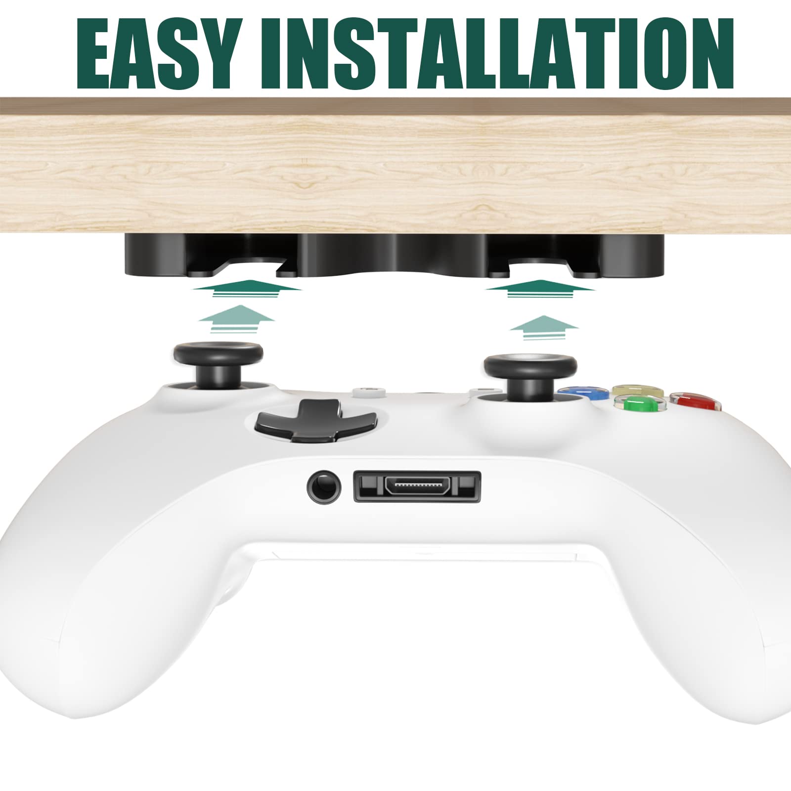2 Pcs Controller Desk Mount compatible with Xbox Series X/S/Xbox One/Xbox One S/Xbox 360, No Drilling Stick Under Desk Stand Hanger Fit for Xbox Gaming Controllers, Controller Storage Rack Easy to Access