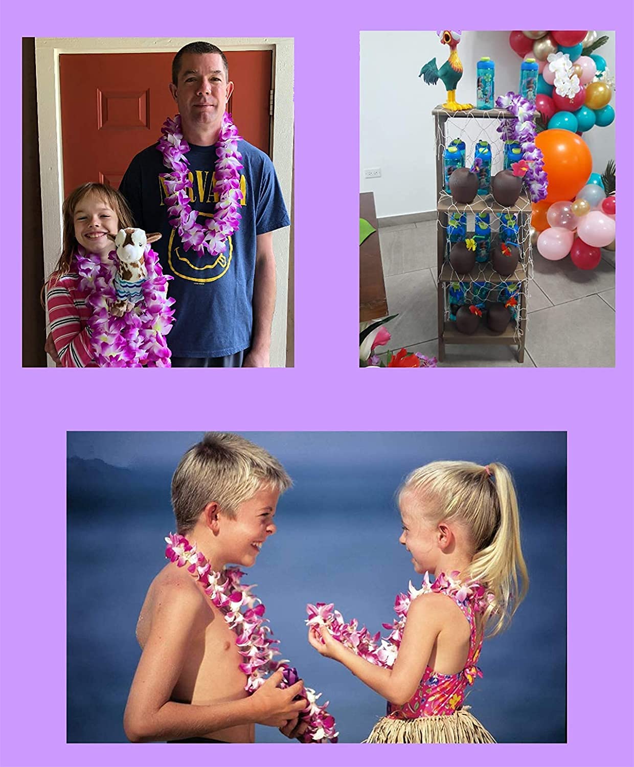 12 Pcs Thicken 41 Inch Purple Hawaiian Leis for Graduation Party, Dance Party, Photo Prop in Outdoors (12 Pcs)