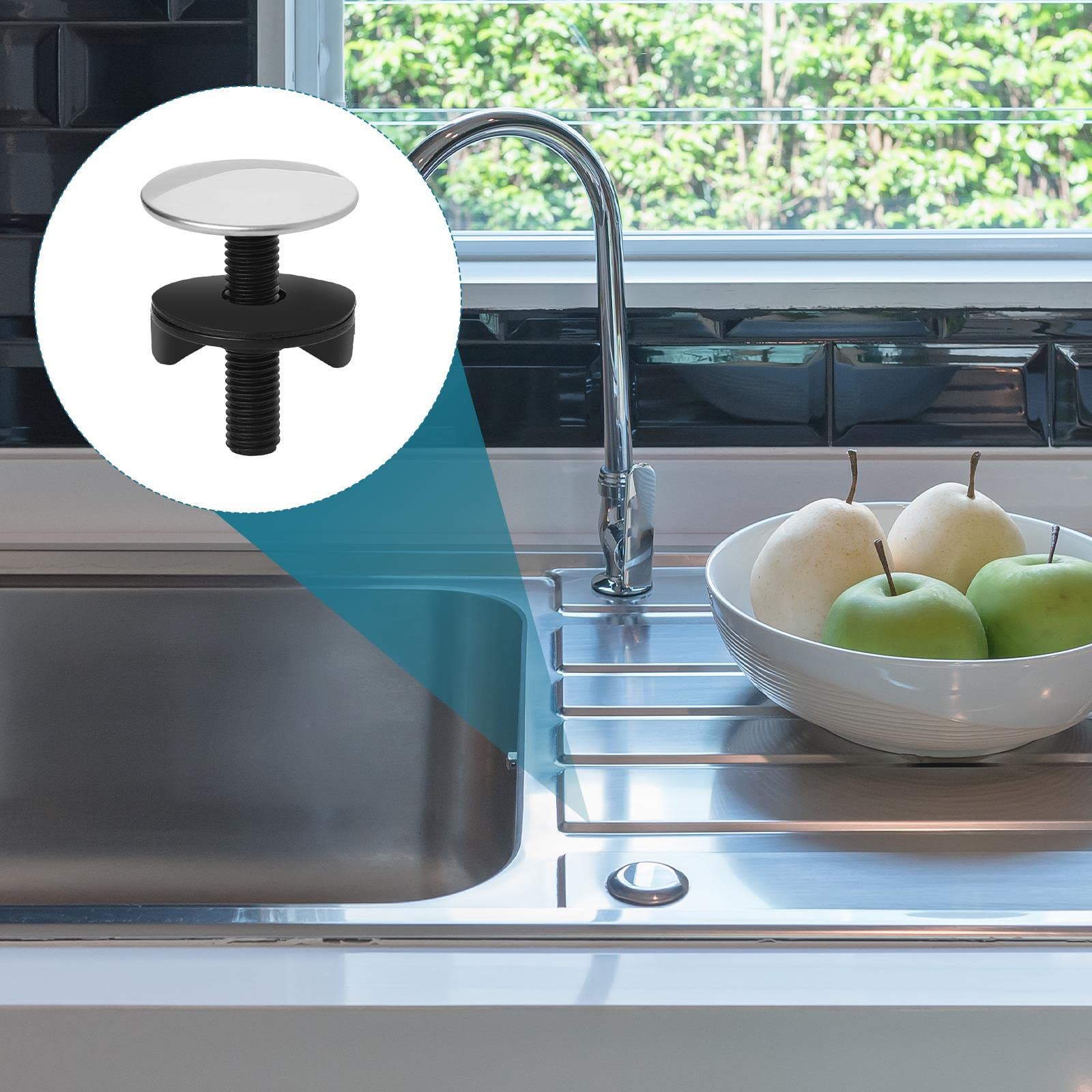 2 Pack Stainless Steel Kitchen Faucet Sink Hole Cover Kitchen Faucet Sink Plug Black Countertop Hole Cover Stainless Sink Plugs Caps for Top Holes