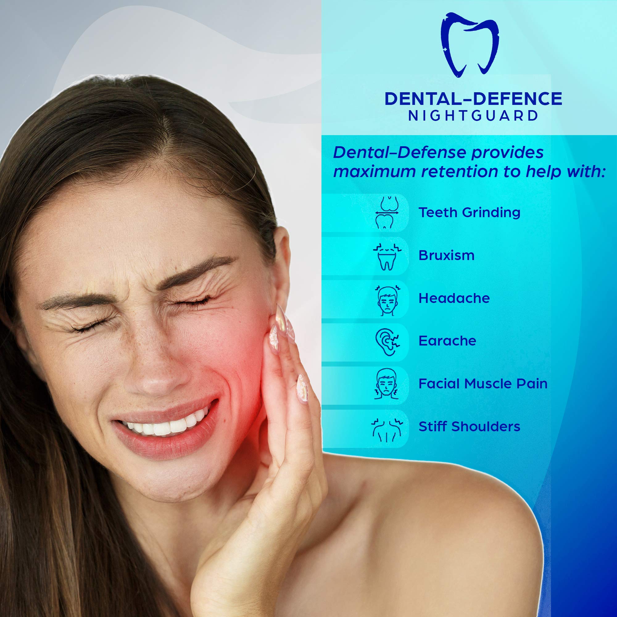 Dental-Defense Professional Dental Guard, Anti Grinding Dental Night Guard, TMJ Relief, Bruxing, Reduces Teeth Clenching, Nightguard, Anti Grinding Teeth Protector, 2 Pack, Made in The USA