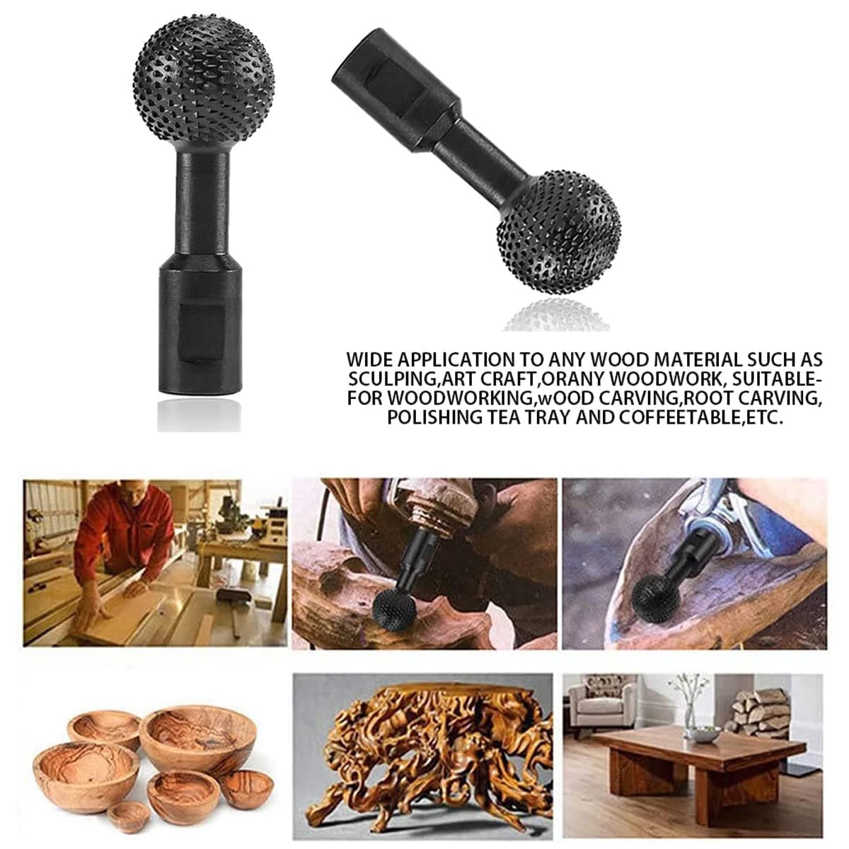2 Pcs Sphere Rotary Burr with 5/8-11 Threads for 4 1/2 and 5 Inch Angle Grinder, Wood Carving Burrs for Carving Grinding Polishing Engraving