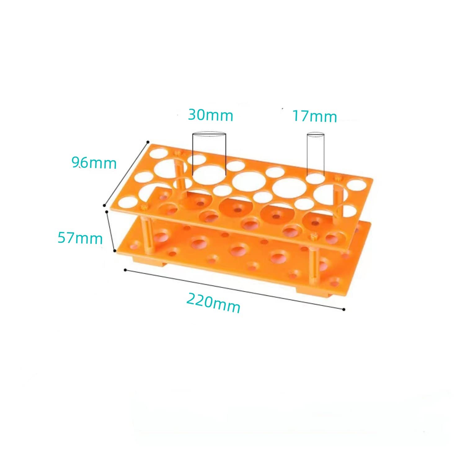2 Pack Plastic Test Tube Racks, Centrifuge Tube Rack for 10ml/ 15ml/ 50ml, Laboratory Holder, Blue and Orang