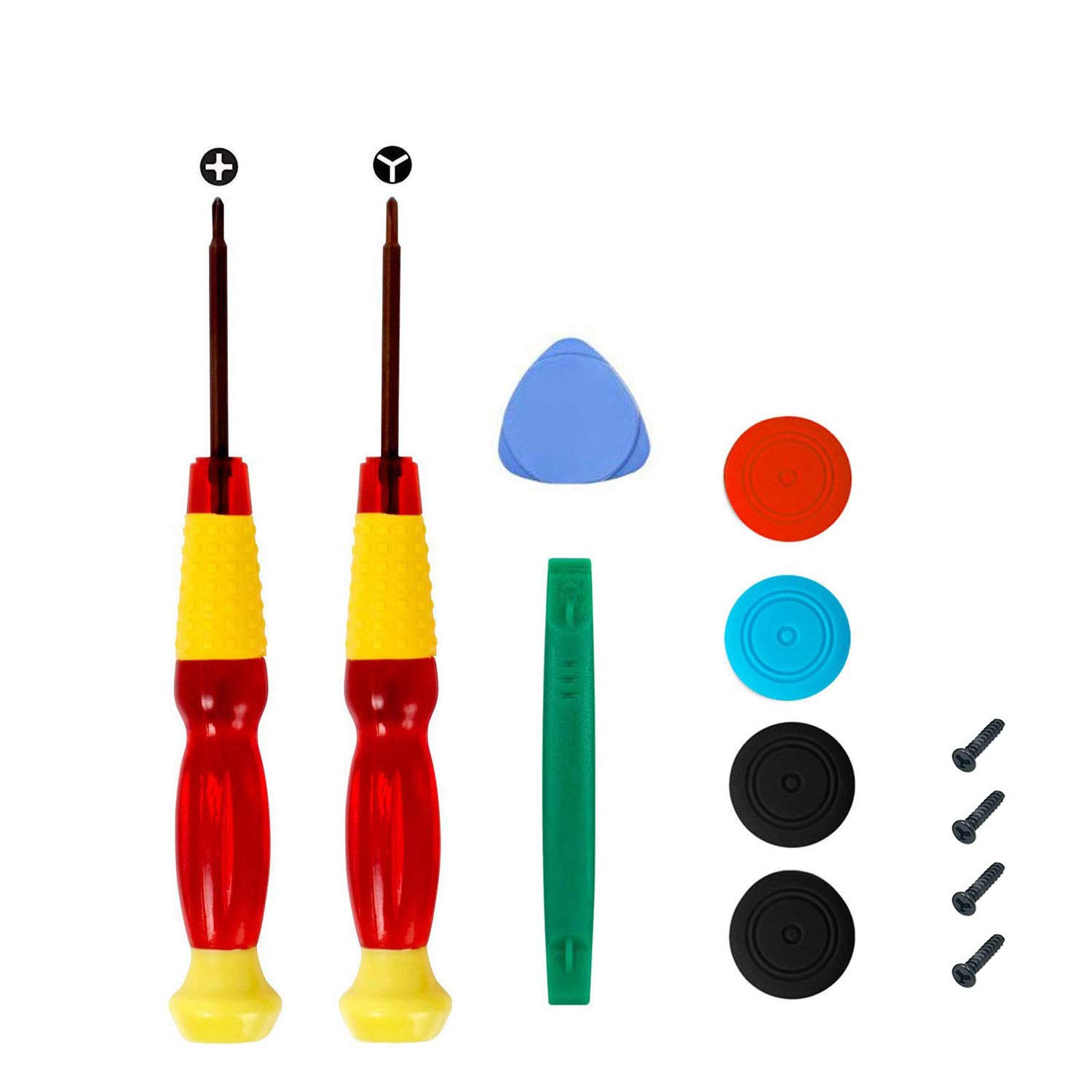 2-Pack 3D Analog Joystick Joycon Analog Stick for Nintendo Switch Joystick Replacement - Comes with Tri-Wing & Cross Screwdriver Repair Tool and 4 Thumbstick Caps