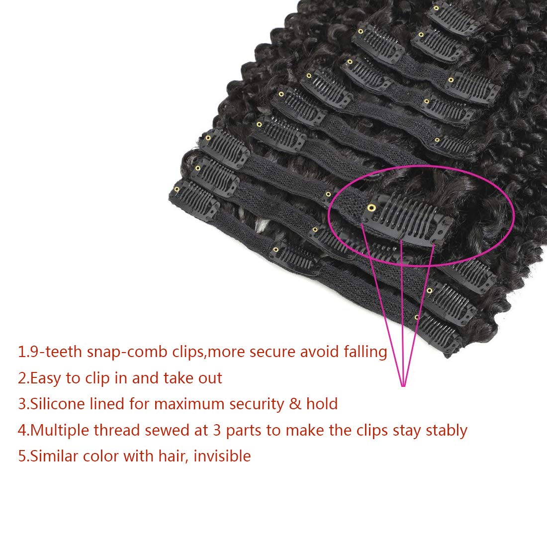 GBSTORE 20 Pcs Wig Clips Black 9-Teeth Metal Clips Snap-Comb Wig Clip for Hair Extension,32mm with Rubber DIY Wig Accessories Clips