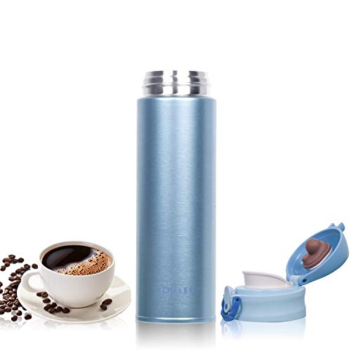 DILLER Vacuum Insulated Water Bottle,Stainless Steel Thermal Coffee Travel Mug BPA-Free Thermos FlaskĀ ,Keeps Cold 24H, Hot 12H,17 oz (blue)