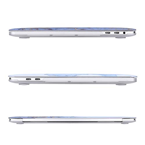 MOSISO Compatible with MacBook Pro 13 inch Case M2 2023, 2022, 2021-2016 A2338 M1 A2251 A2289 A2159 A1989 A1708 A1706,Plastic Watercolor Marble Hard Case&Keyboard Skin&Screen Protector&Pouch, Blue
