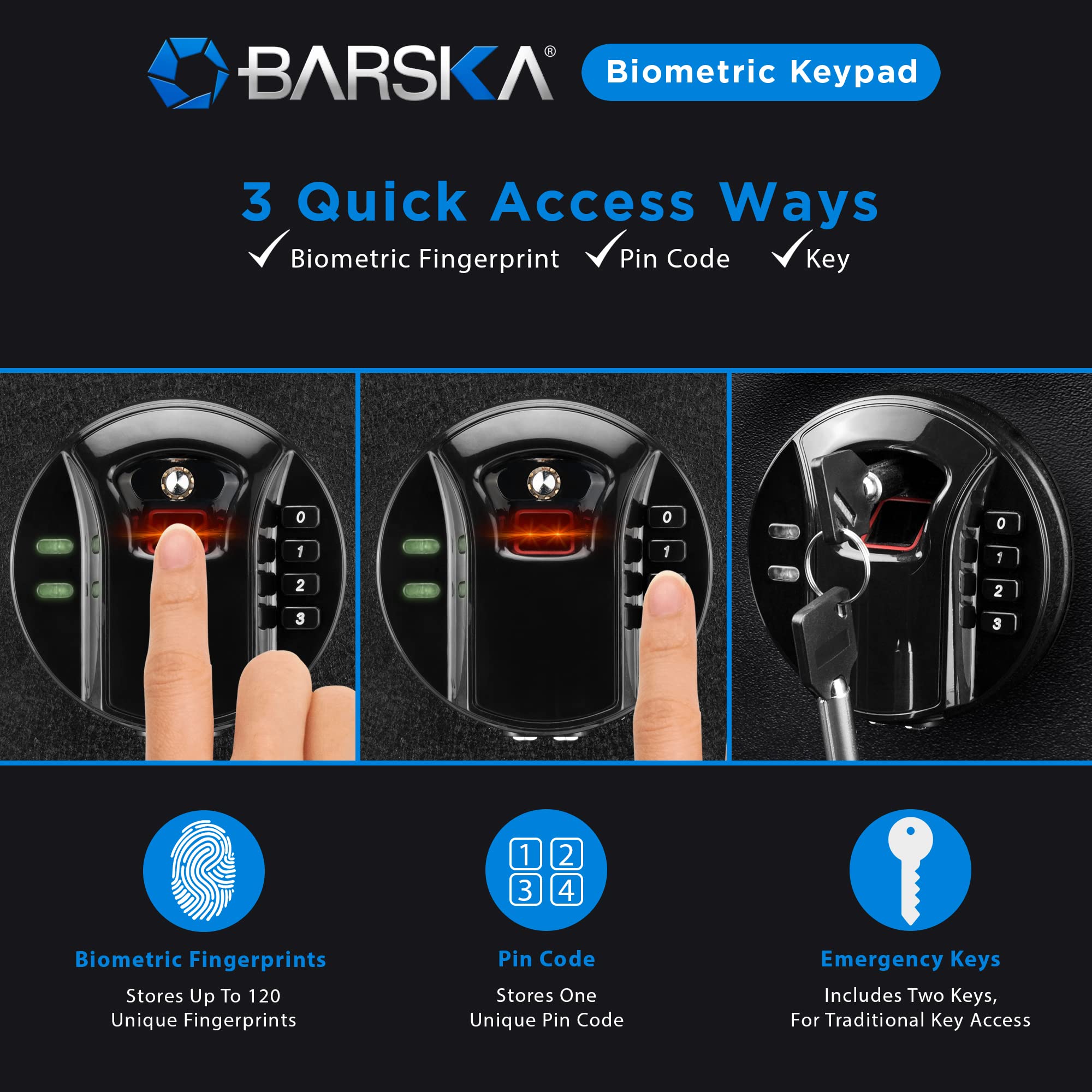 Barska Digital Keypad Biometric Fingerprint Security Home Safe Box - 0.46 Cu Ft Compact