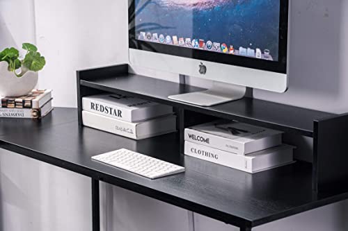 ivinta Modern L-Shaped Computer Office Desk, Gaming Corner Desk with Monitor Stand, Home Office Study Writing Table Workstation for Small Spaces