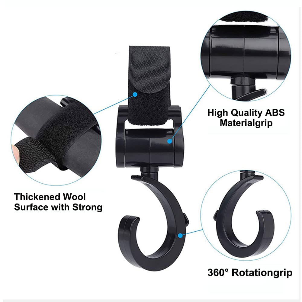 2 in 1 Stroller Cup Holder with Phone Holder Organizer for Parent, Baby, Toddler, Universal Strollers Storage Rack with Stroller Hooks for Stroller, Bike, Wheelchair, Walker, Pushchair(Black)