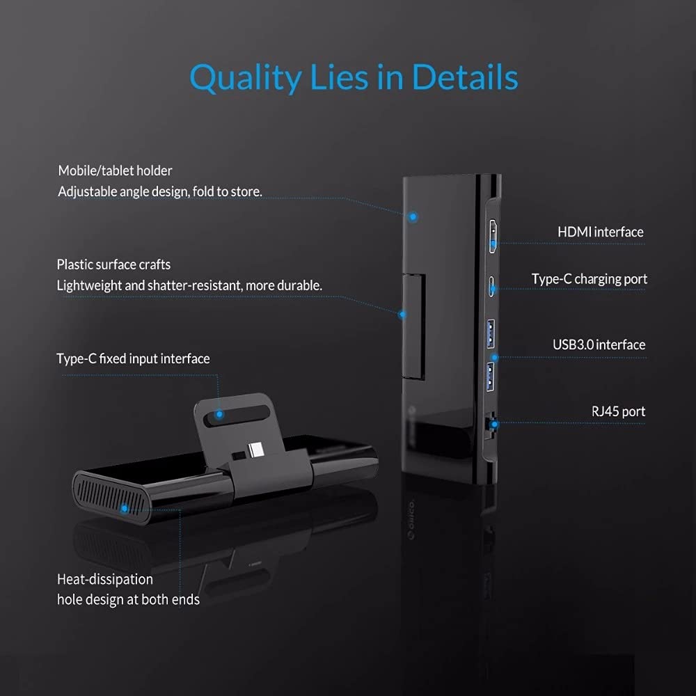 SHYPT USB-C HUB Type C HUB to USB 3.0 Type C HDMI-Compatible RJ45 RJ45 4K Video USB 3.1 HUB with Stand