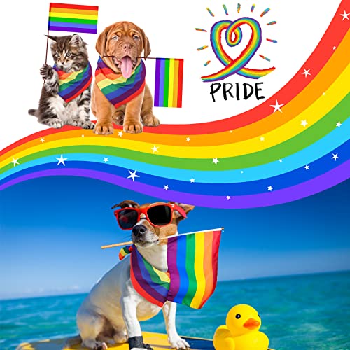 50 Pieces Rainbow Dog Bandanas Bulk Pride Dog Bandanas Rainbow Dog Scarf Rainbow Accessories for Small Medium Large Dog Pet Costume Accessories Decoration