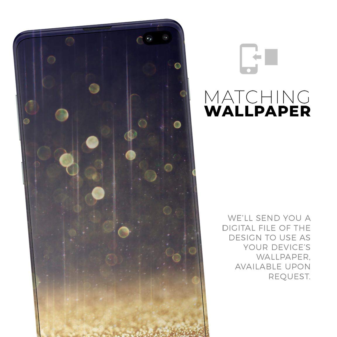 DesignSkinz Raining Gold and Purple Sparkle Protective Vinyl Decal Wrap Skin Cover Compatible with The Samsung Galaxy S20 (Screen Trim & Back Glass Skin)