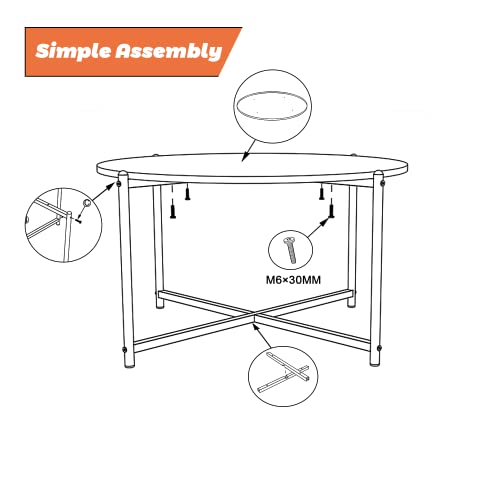 AWQM Faux Marble Coffee Table Set of 3, 1 Coffee Table & 2 Sofa Table, Round Tabletop and Metal Cross Base Frame,Perfect for Living Room Apartment, White & Gold