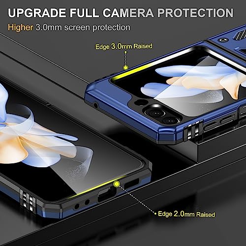 AKABEILA Case for Samsung Galaxy Z Flip 5(5G) Case Cover Soft TPU PC Slim Non-Slip Carbon Fiber Phone Case Rotate Stand Slide Camera Protection Navy Blue