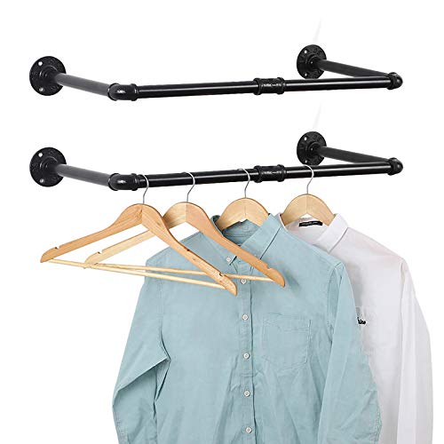 LIANTRAL Clothing Racks for Hanging Clothes, 32.6" Garment Rack, Set of 2 Industrial Pipe Clothing Rack, Closet Rod for Closet Storage, Laundry Room