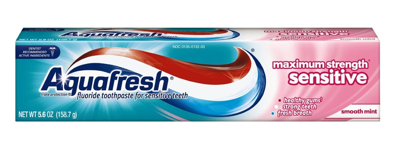 Aquafresh Maximum Strength Fluoride Toothpaste, Smooth Mint - 5.6 oz - 2 pk