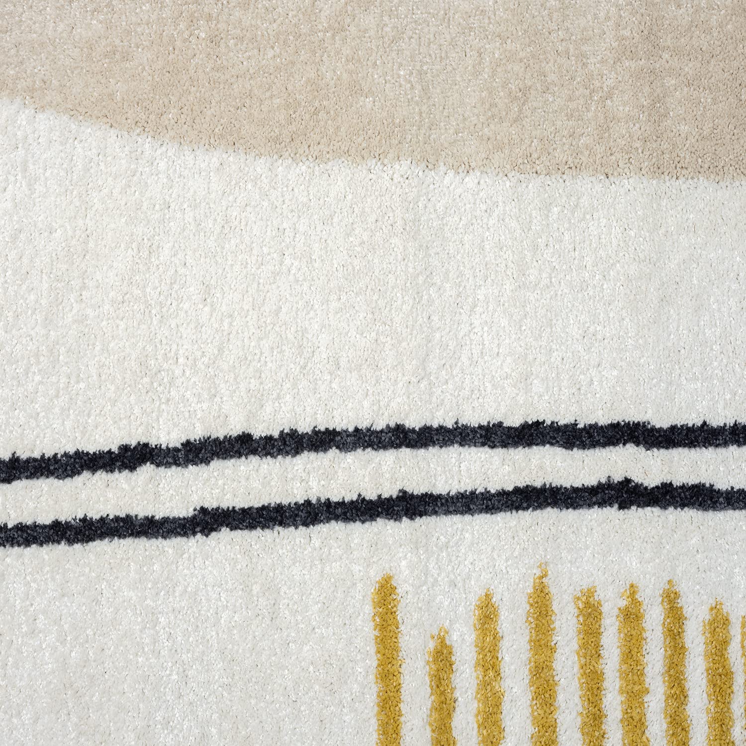 Abani Abstract Cream/Grey Pop of Yellow Area Rug - 4'x 6' - Modern Artistic Deco Design - Easy to Clean - Durable for High Traffic Areas β Living Room & Kitchen - Medium Pile