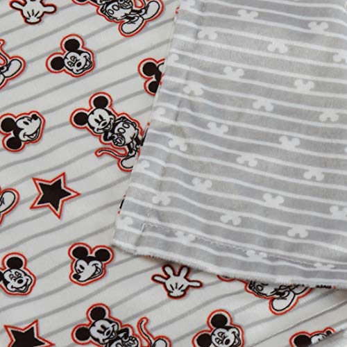 Cudlie Disney Baby Boy Mickey Mouse Reversable Double Sided Mink Blanket & Grey Micky Cap with Ears